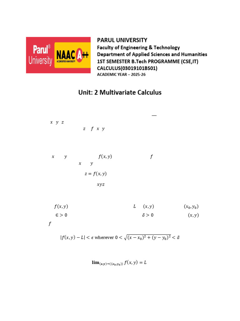 Unit 2 Multivariate Calculus | PDF | Multivariable Calculus | Tangent