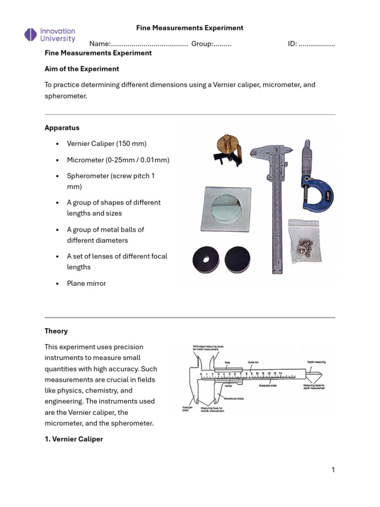 Fine Measurements Experiment - V1 | PDF