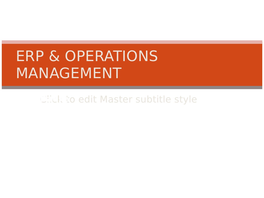 Erp & Operations Management | PDF