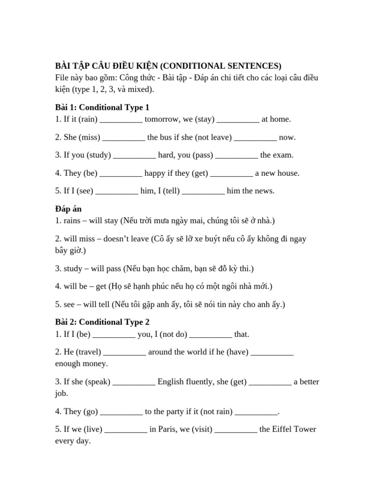 Bai Tap Cau Dieu Kien | PDF