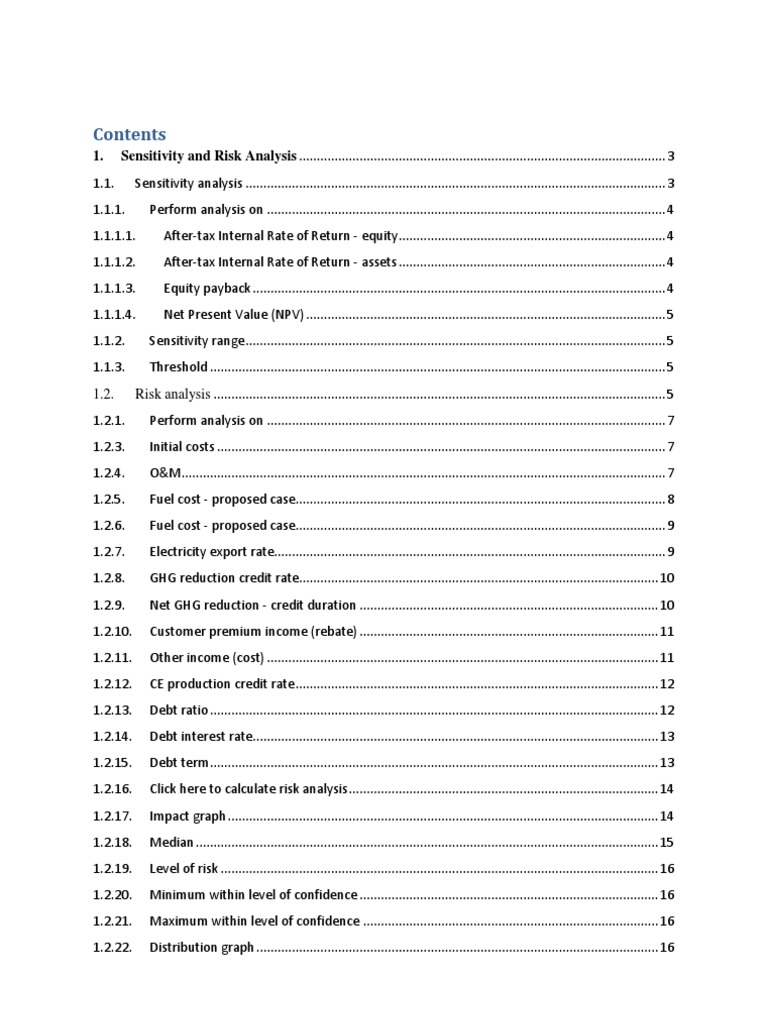 RETScreen Help-Sensitivity and Risk Analysis | PDF | Net Present Value ...