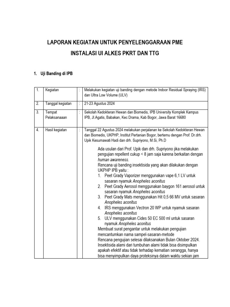 1 Laporan Kegiatan Untuk Penyelenggaraan Pme | PDF