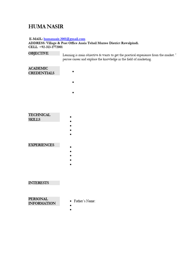 CV Format HHHHHHHHHH | PDF