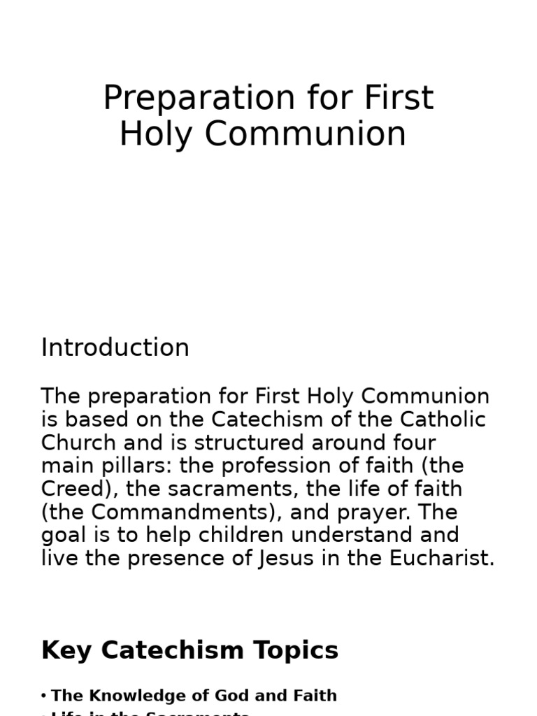 Preparation For First Holy Communion | PDF | Sacraments | Eucharist