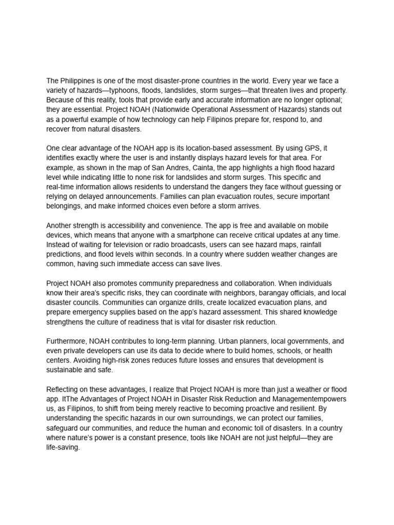 The Advantages of Project NOAH in Disaster Risk Reduction and ...