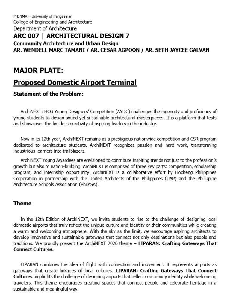 ARC 007 Major Plate With Case Study Proposed Domestic Airport Terminal ...