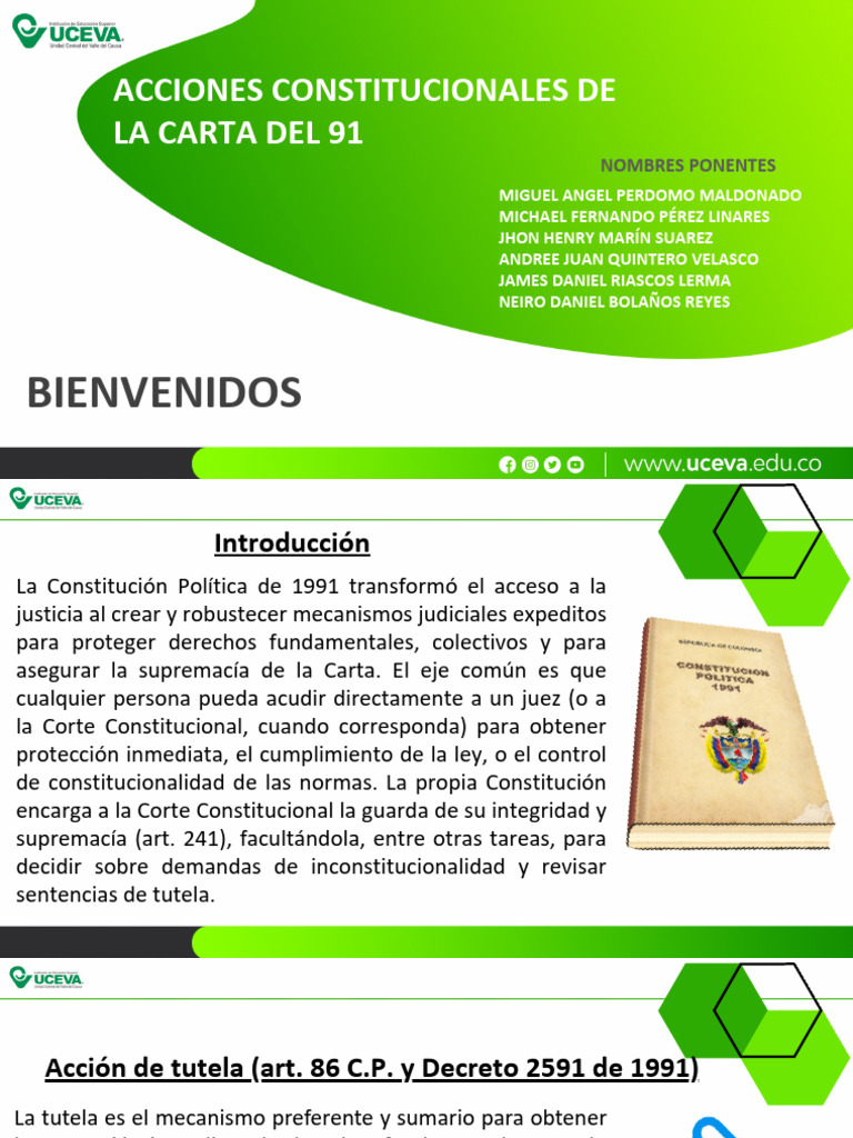 Acciones Constitucionales de La Carta Del 91 | PDF | Habeas corpus ...