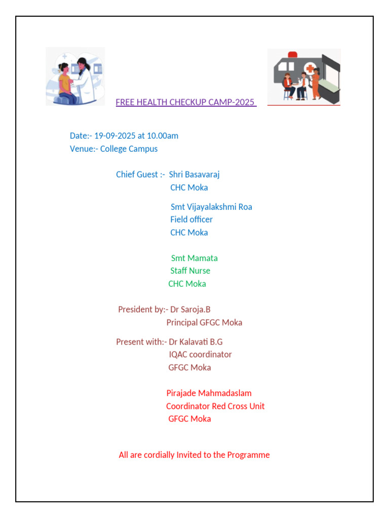 Free Health Checkup Camp 2025 | PDF