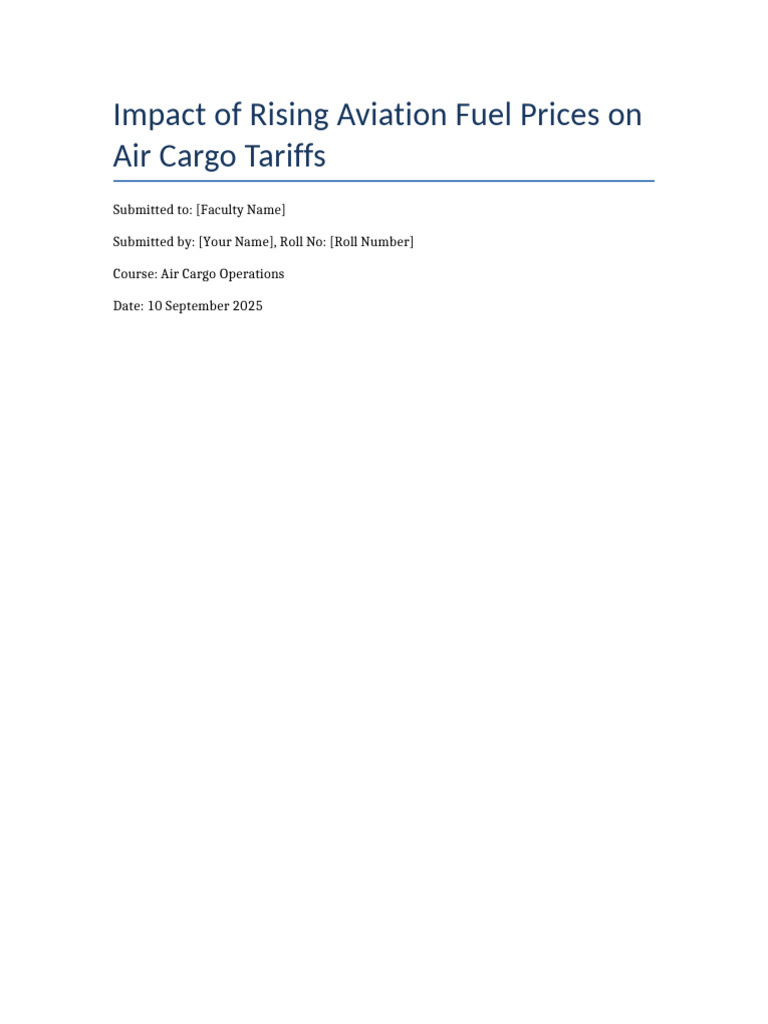 Impact of Fuel Prices On Air Cargo Tariffs Final | PDF | Cargo | Airlines