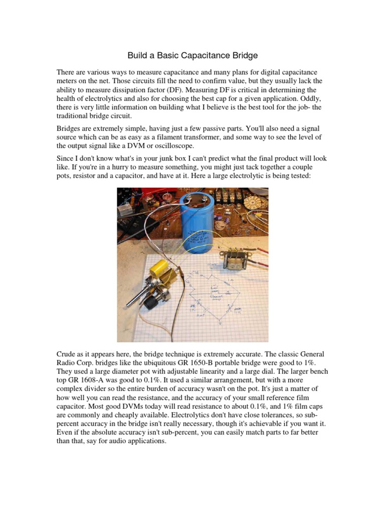 Build A Basic Capacitance Bridge | PDF | Capacitor | Resistor