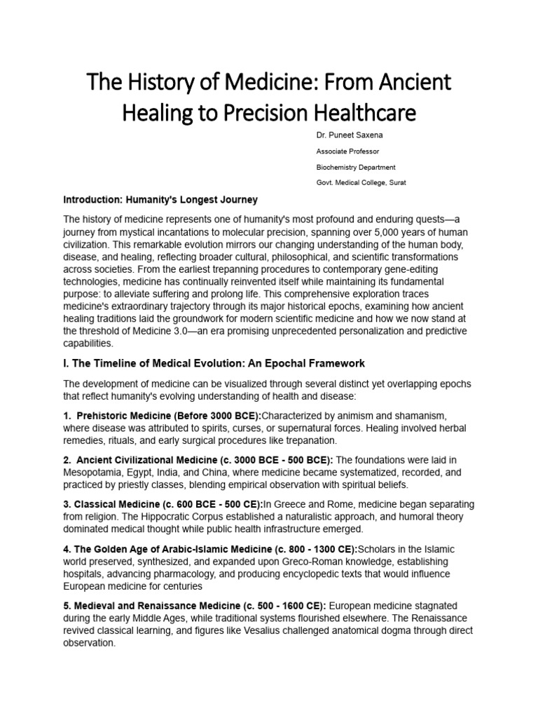 Evolution of Medicine Through Ages | PDF | Ayurveda | Medicine