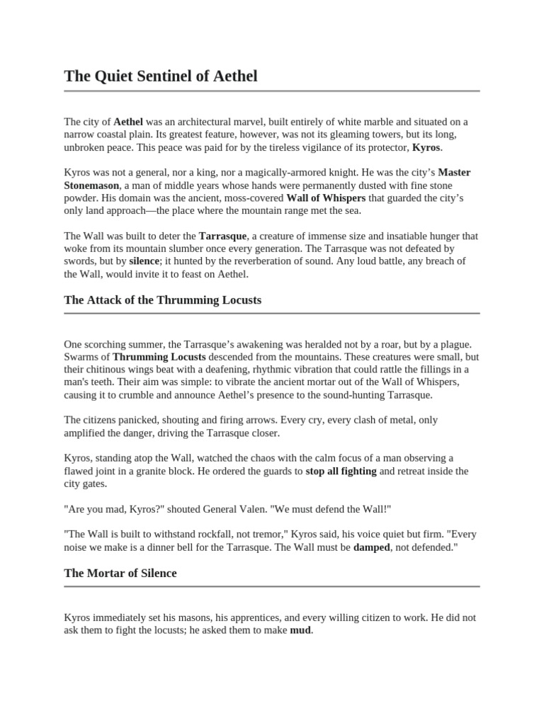 The Silent Defense of Aethel's Wall | PDF