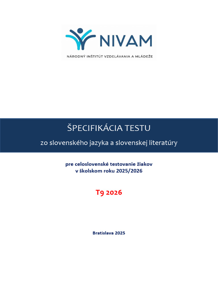 T9 2026 Specifikacia Testu SJSL | PDF