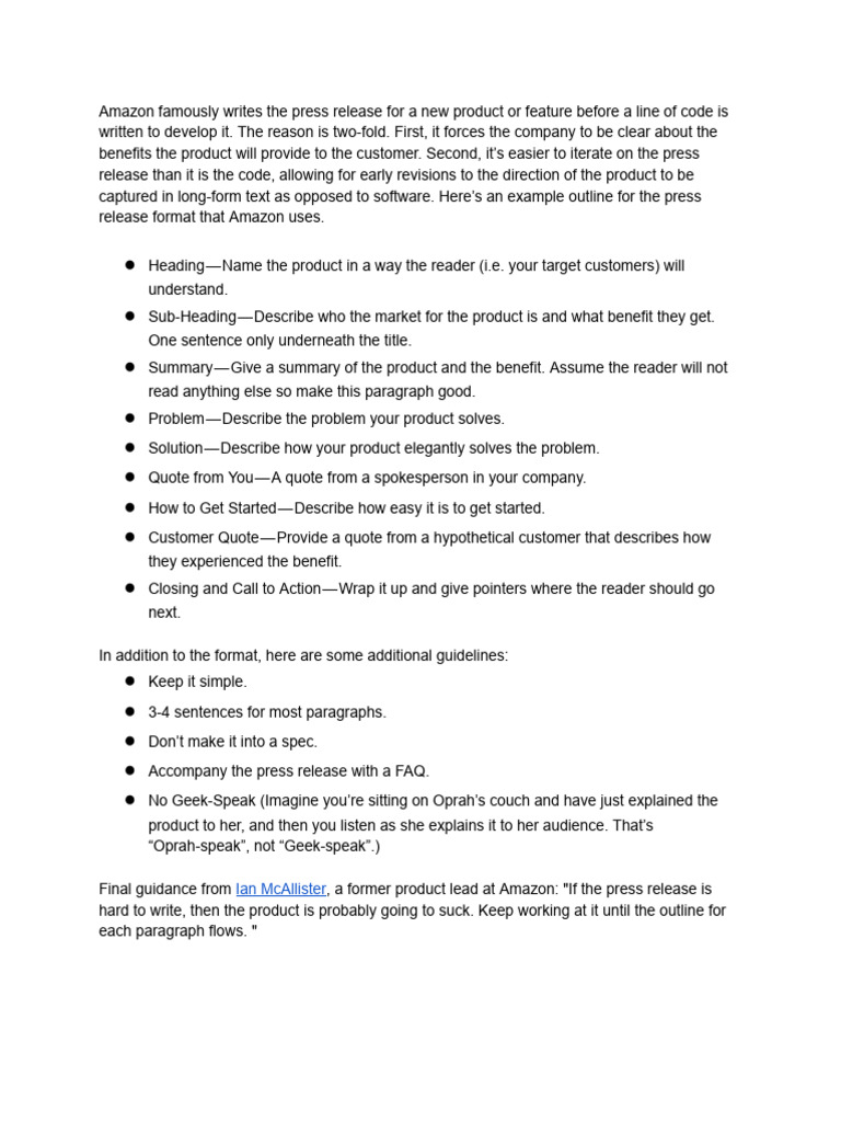 Amazon Press Release Template | PDF