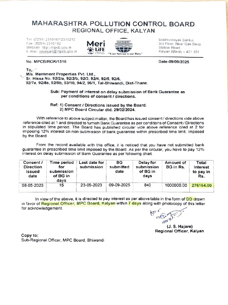 Maharashtra Pollution Control Board Notice | PDF