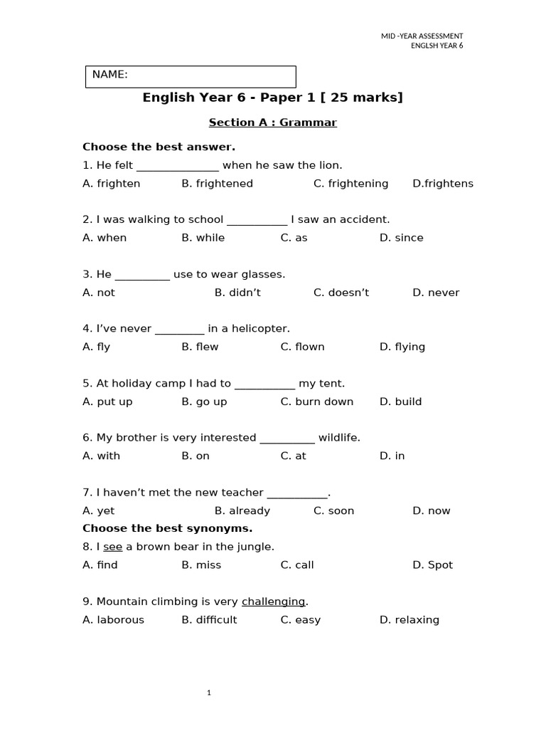 Midyear Bi6 Pemahaman 2022 | PDF
