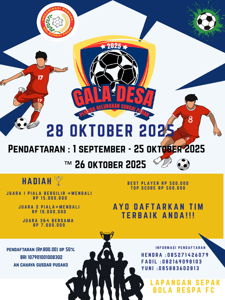 Poster Turnamen Sepakbola Modern Biru Merah Putih PDF | PDF