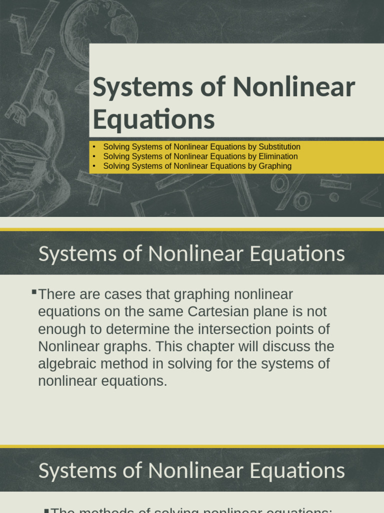 Solving Nonlinear Equation Systems | PDF | Equations | Mathematical ...