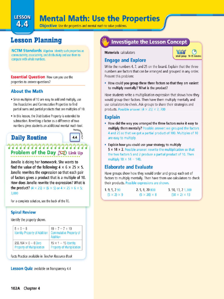 Mental Math Teacher's Edition | PDF