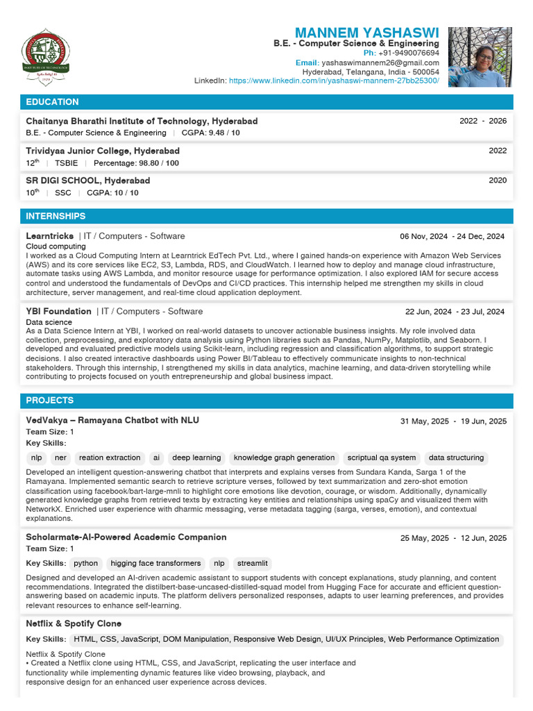 Yashaswi Resume | PDF | Deep Learning | Machine Learning