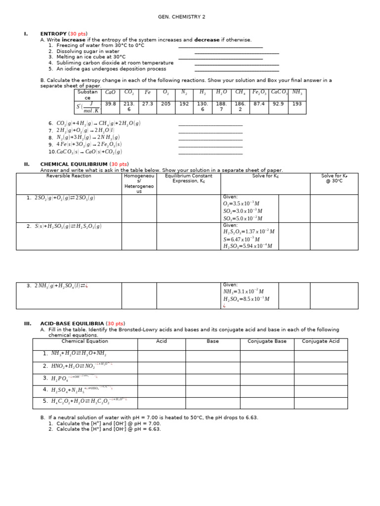 Entropy Chemical Equilibrium Acid Base | PDF | Acid | Chemical Equilibrium