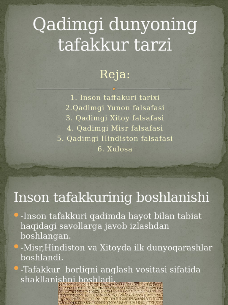 Qadimgi Dunyoning Tafakkur Tarzi | PDF