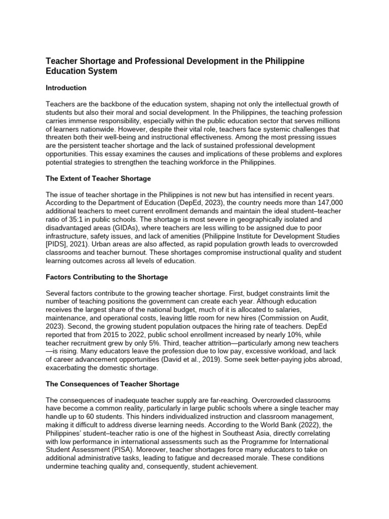 Teacher Shortage in Philippine Education | PDF | Cost Of Living | Teachers