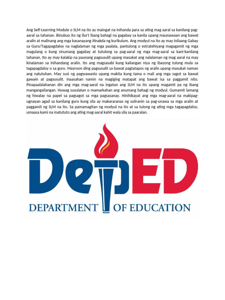 Self Learning Module | PDF