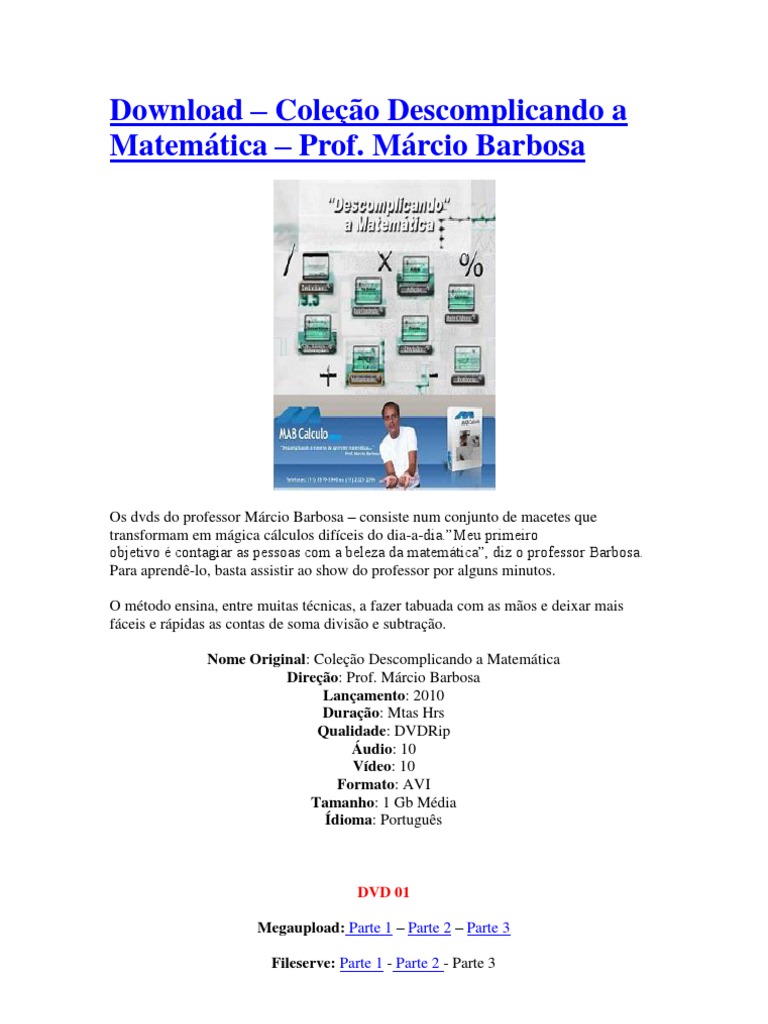 Descomplicando a Matemática com Márcio Barbosa | PDF | DVD | Combinatória