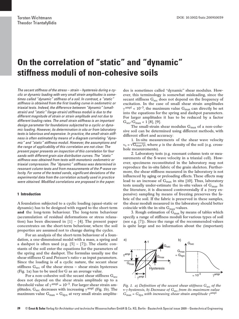 Dynamic vs Static Soil Stiffness Analysis | PDF | Young's Modulus ...