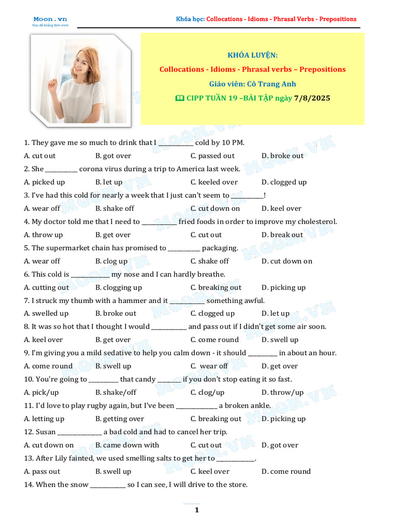 Moon - VN: Collocations - Idioms - Phrasal Verbs - Prepositions | PDF ...