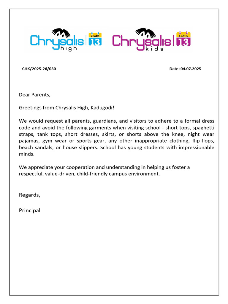 Dress Code Circular - AY 2025-26 | PDF