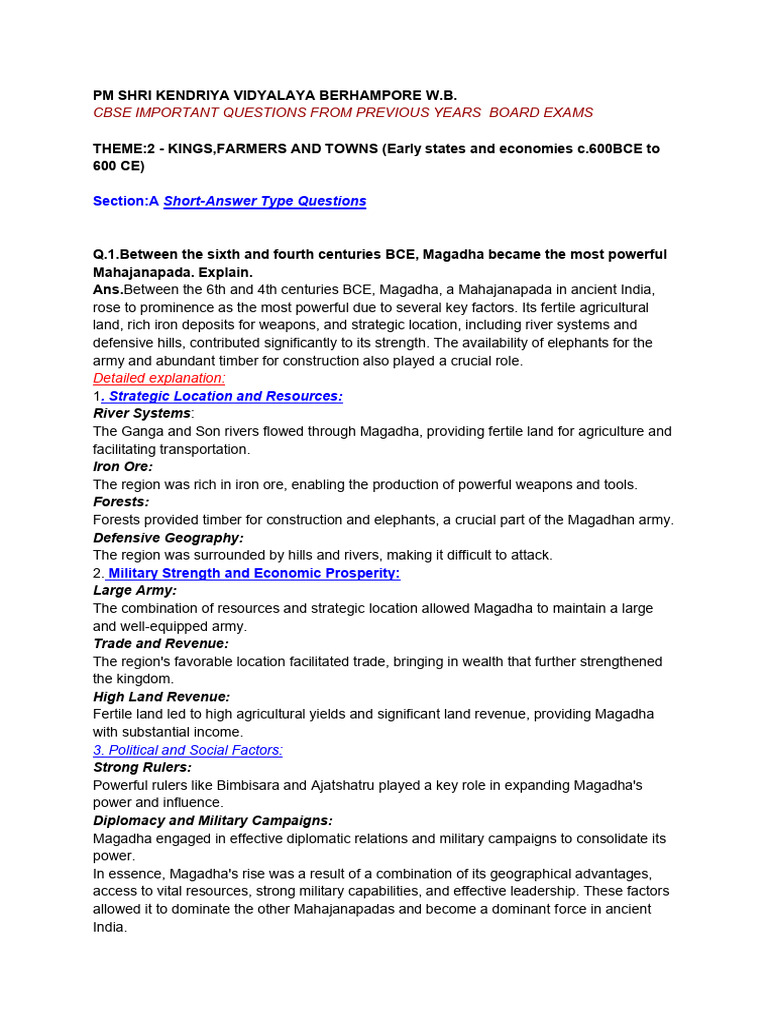 12 ch-2 QA | PDF | Ashoka | Agriculture