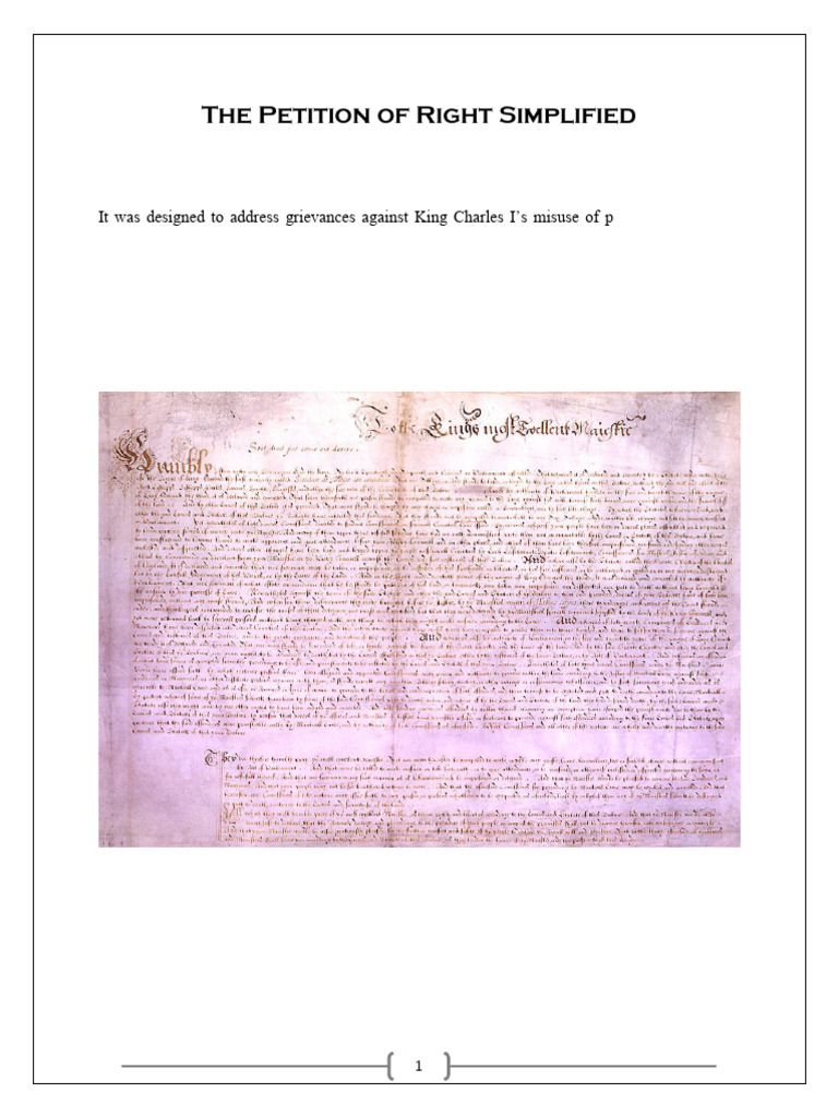 Significance of the 1628 Petition of Right | PDF | Parliament | English ...