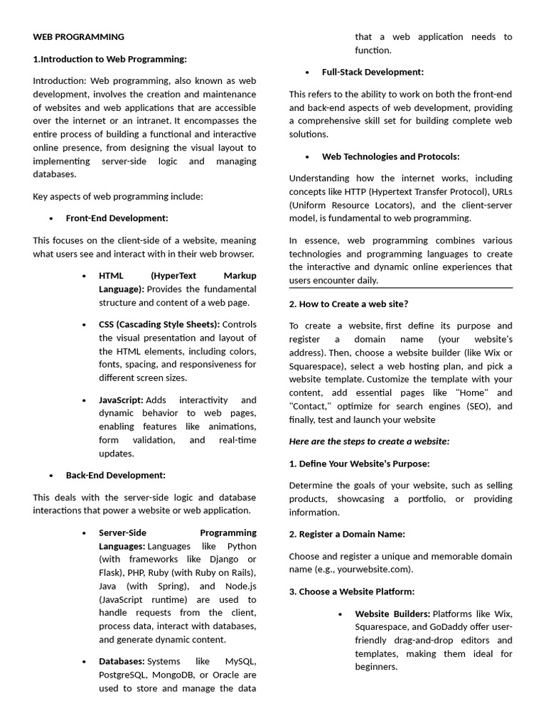 WEB PROGRAMMING Material | PDF | Html | World Wide Web