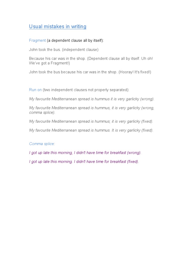 Usual Mistakes in Writing | PDF