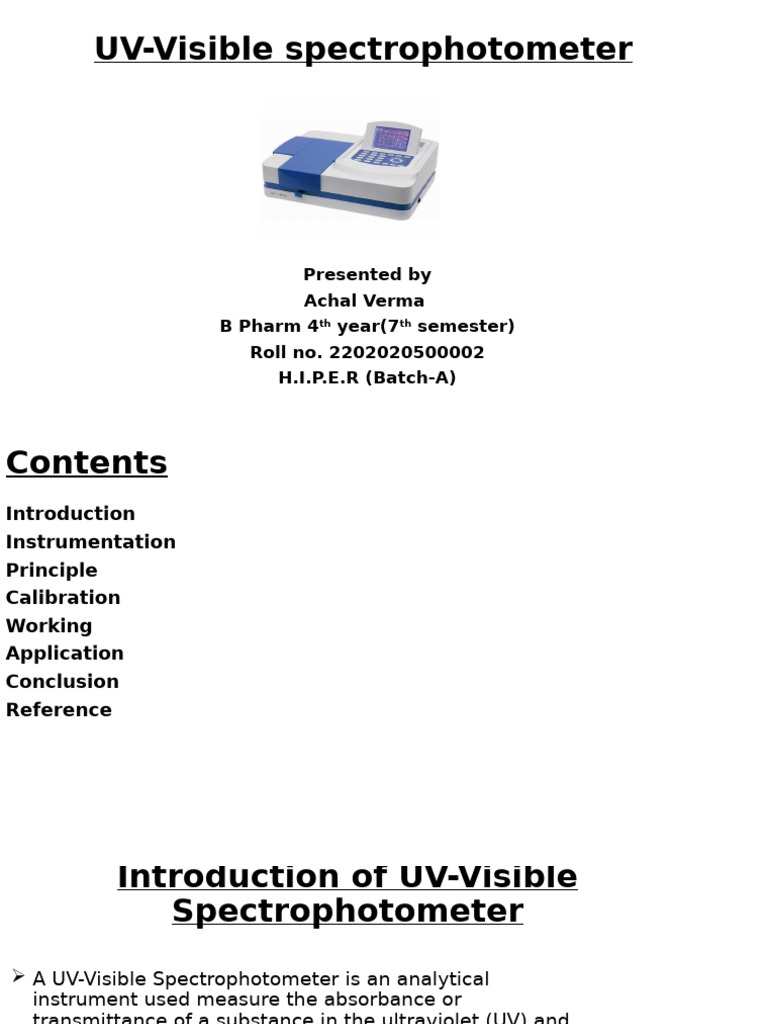 Uv Visible Spectro | PDF | Ultraviolet–Visible Spectroscopy | Spectrophotometry