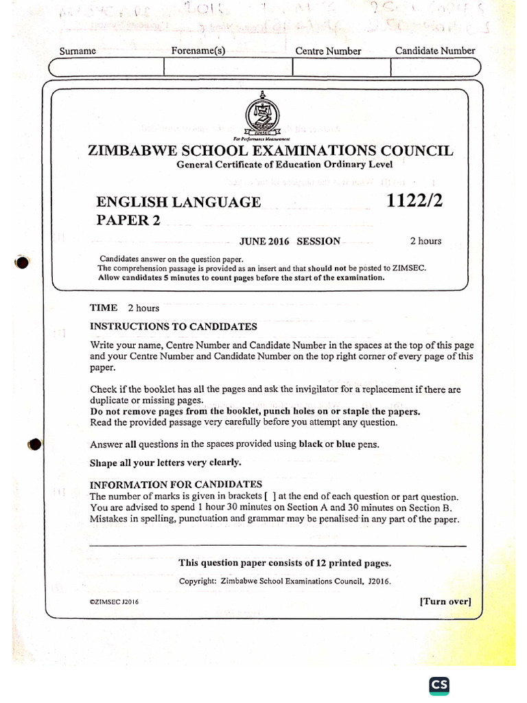 j2016 Paper 2 Questions | PDF