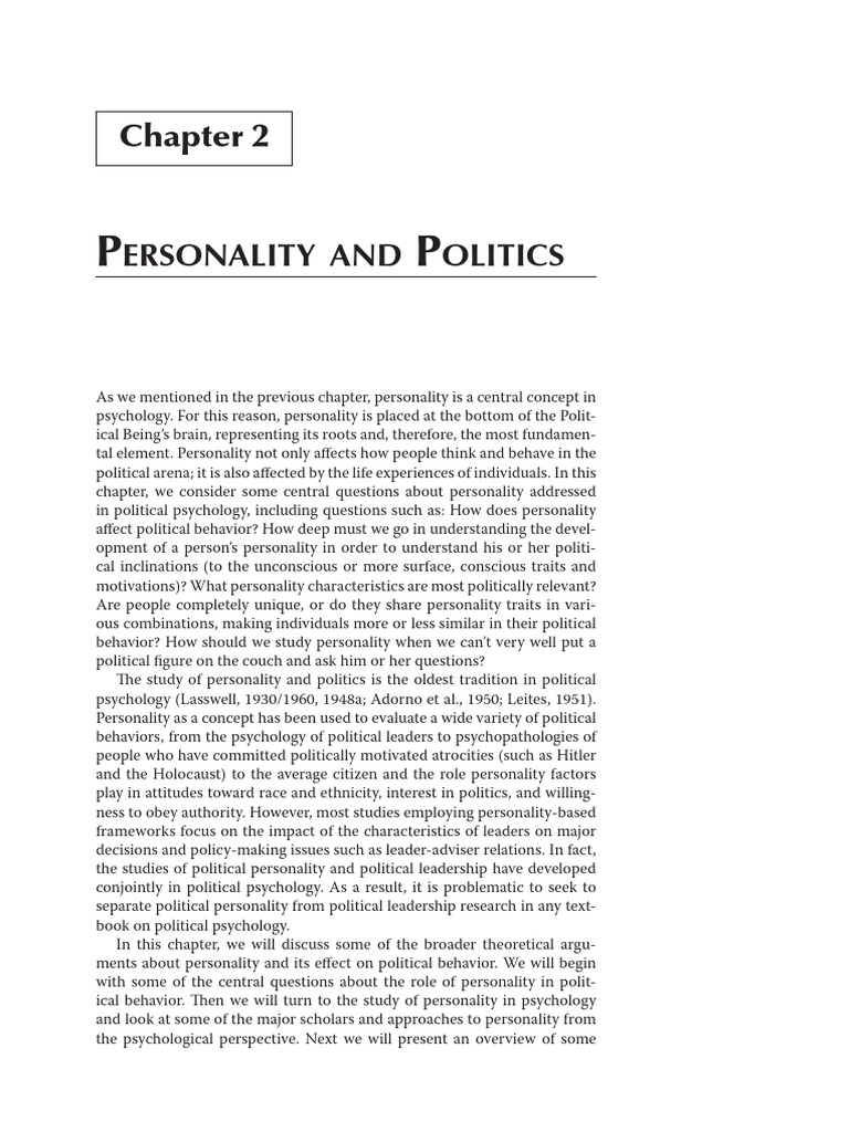 Cottam - Introduction To Political Psychology (3rd Ed) CH 2 | PDF ...