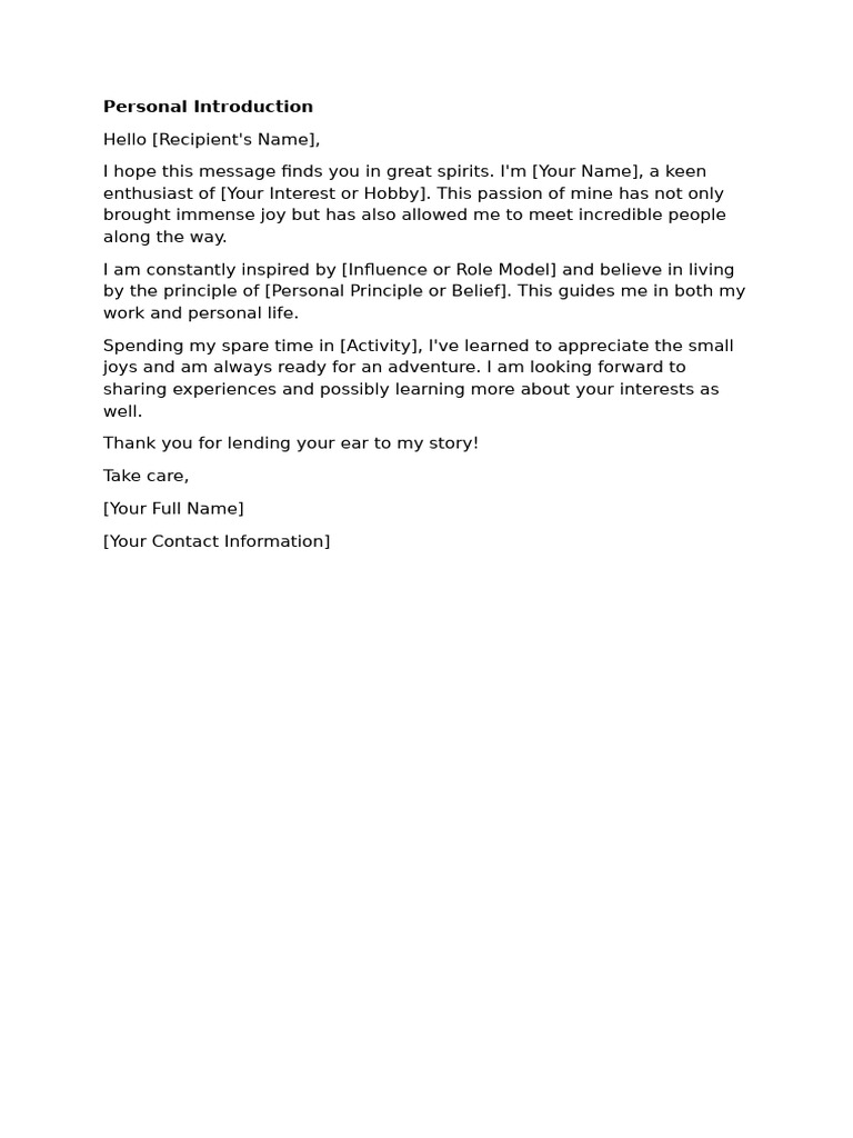 Personal Introduction and Interests | PDF