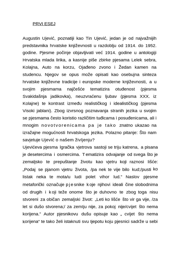 Dva Dobra Eseja Uz Zadatak Za Pisanje Eseja | PDF