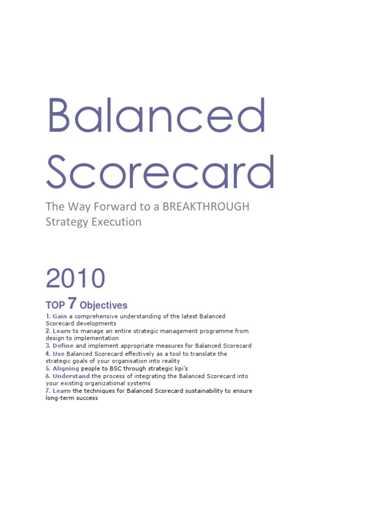 Implementing a Successful Balanced Scorecard Strategy: A Comprehensive ...