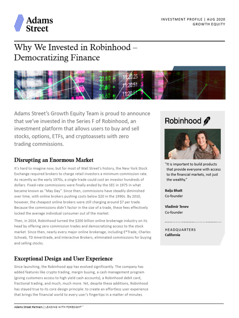 2020 08 - Adams Street Growth Equity Why We Invested in Robinhood - P ...