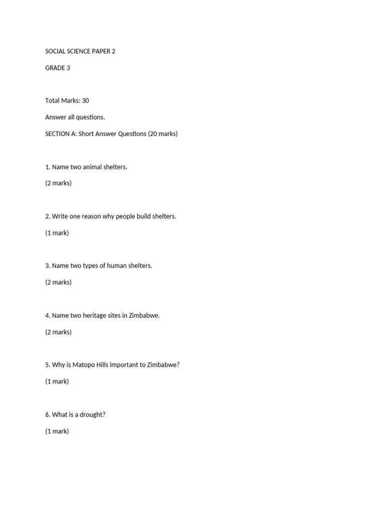 Social Science Grade 3 Paper 2 00 | PDF