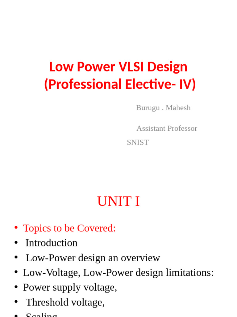 Low Power VLSI Design Techniques | PDF | Cmos | Mosfet