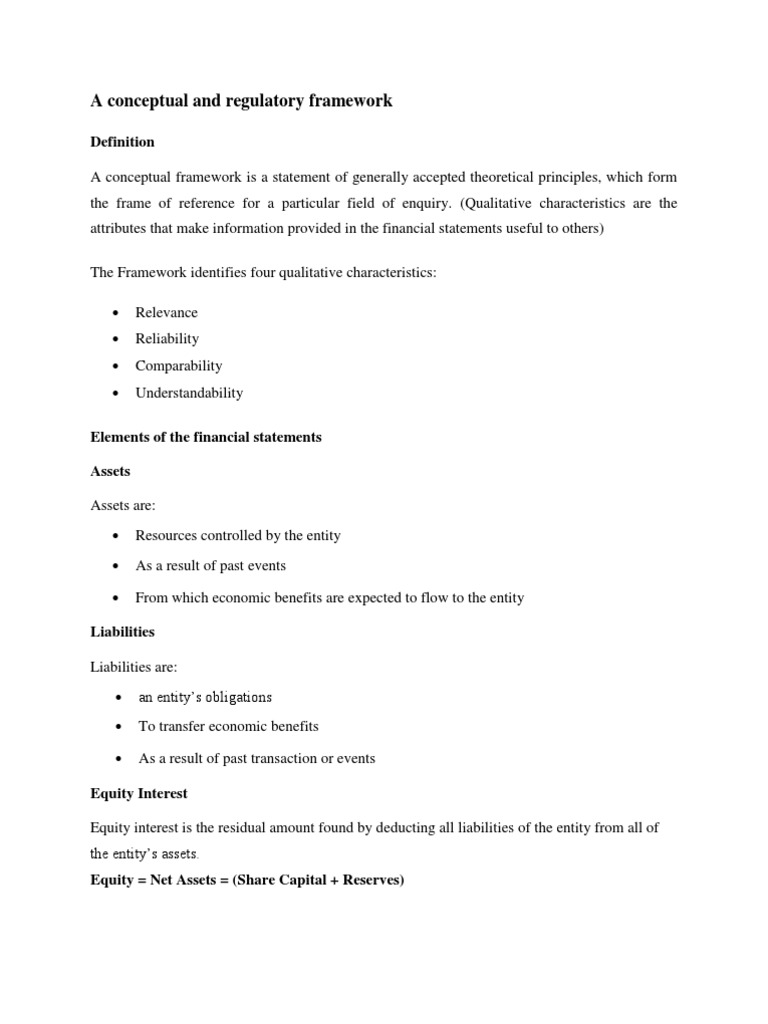 A Conceptual and Regulatory Framework | PDF | Financial Statement ...