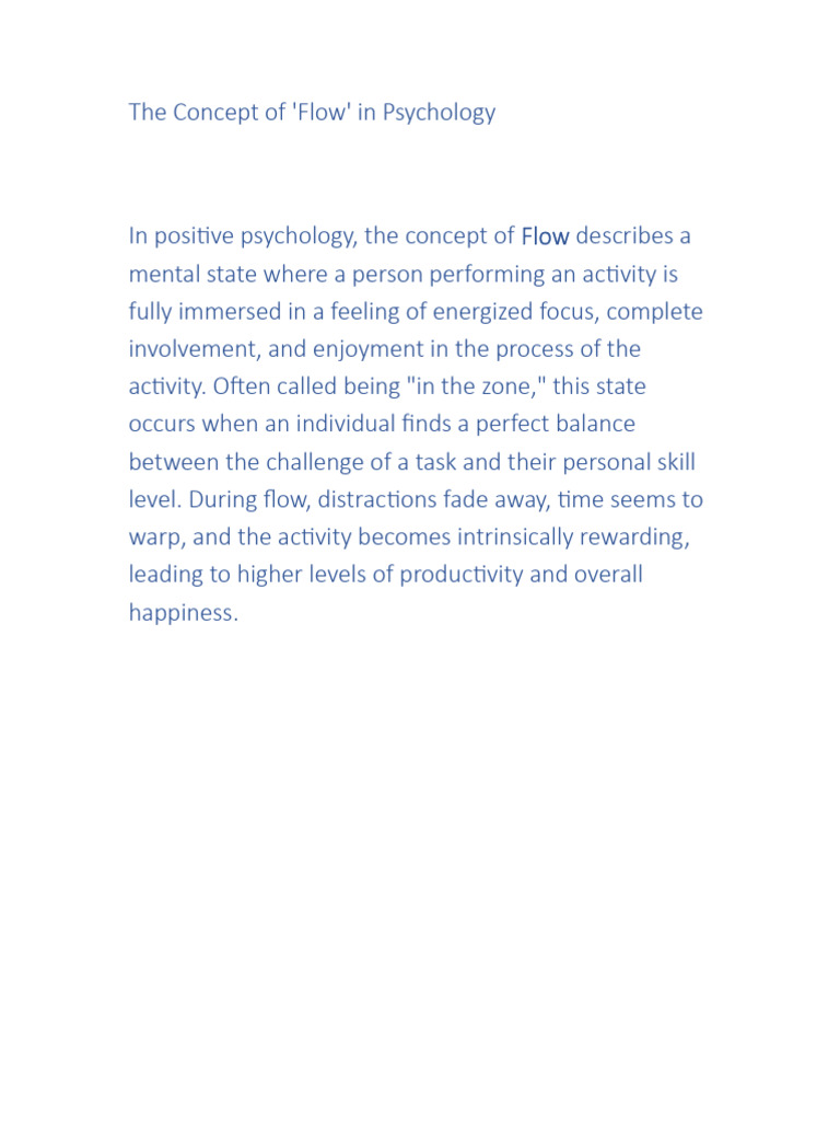 The Concept of 'Flow' in Psychology | PDF
