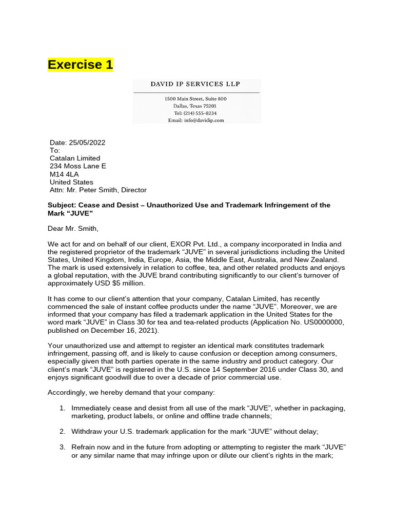 Weekly Exercises On DMCA Notices and Cease & Desist Letters - January ...