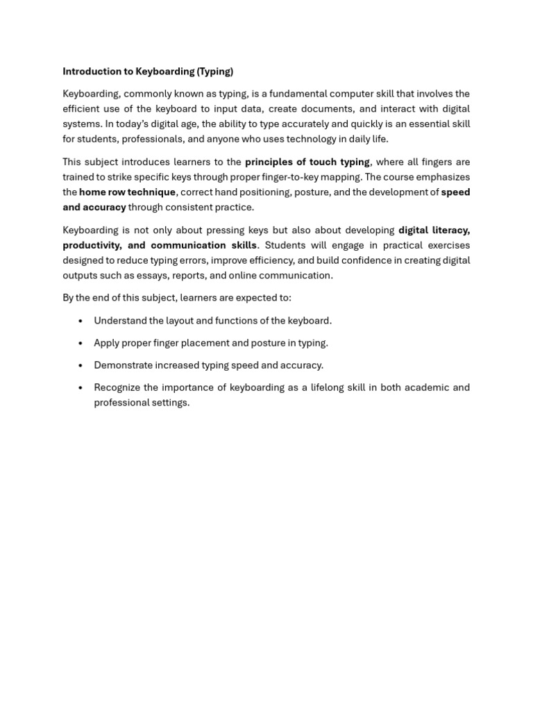 Introduction in Keyboarding | PDF | Typewriter | Text