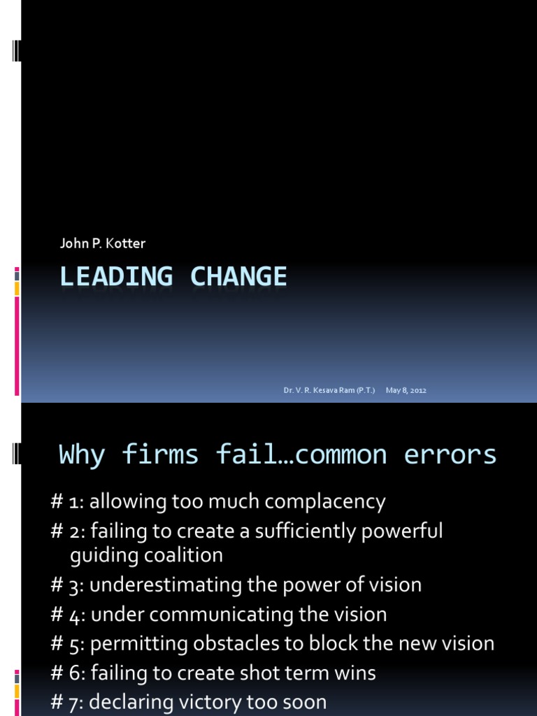 Leading Change John Kotter | Leadership | Strategic Management